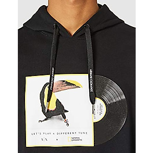 A | X ARMANI EXCHANGE Men's National Geographic Limited Edition Hoodie Sweatshirt, Black Toucan, Large