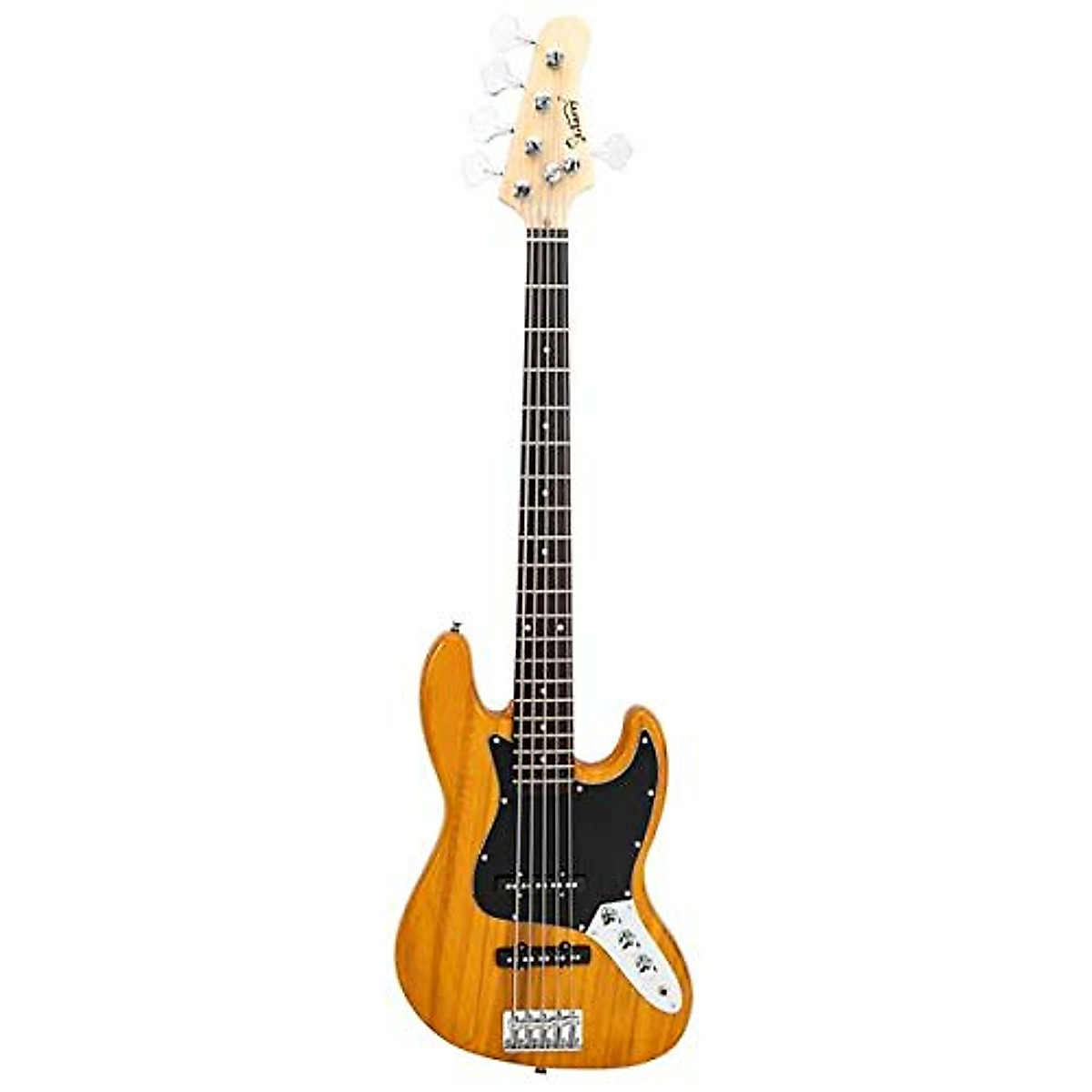 Bass & Guitar Accessories Glarry Gjazz Electric 5 String Bass Guitar Full Size Bag Strap Pick Connector Wrench Tool Transparent Yellow