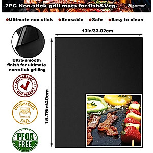 ROMANTICIST 23pc Must-Have BBQ Grill Accessories Set with Thermometer in Case - Stainless Steel Barbecue Tool Set with 2 Grill Mats for Backyard Outdoor Camping - Best Grill Gift for on Birthday