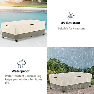 Bitubi 72 Inch Rectangular/Oval Patio Table Cover,Heavy Duty Waterproof Outdoor Table Cover Winter, Patio Furniture Covers, Beige