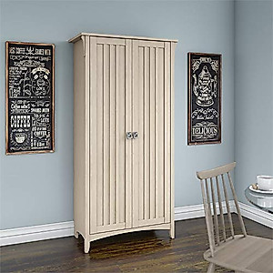 Bush Furniture Salinas Kitchen Pantry Cabinet with Doors, Antique White