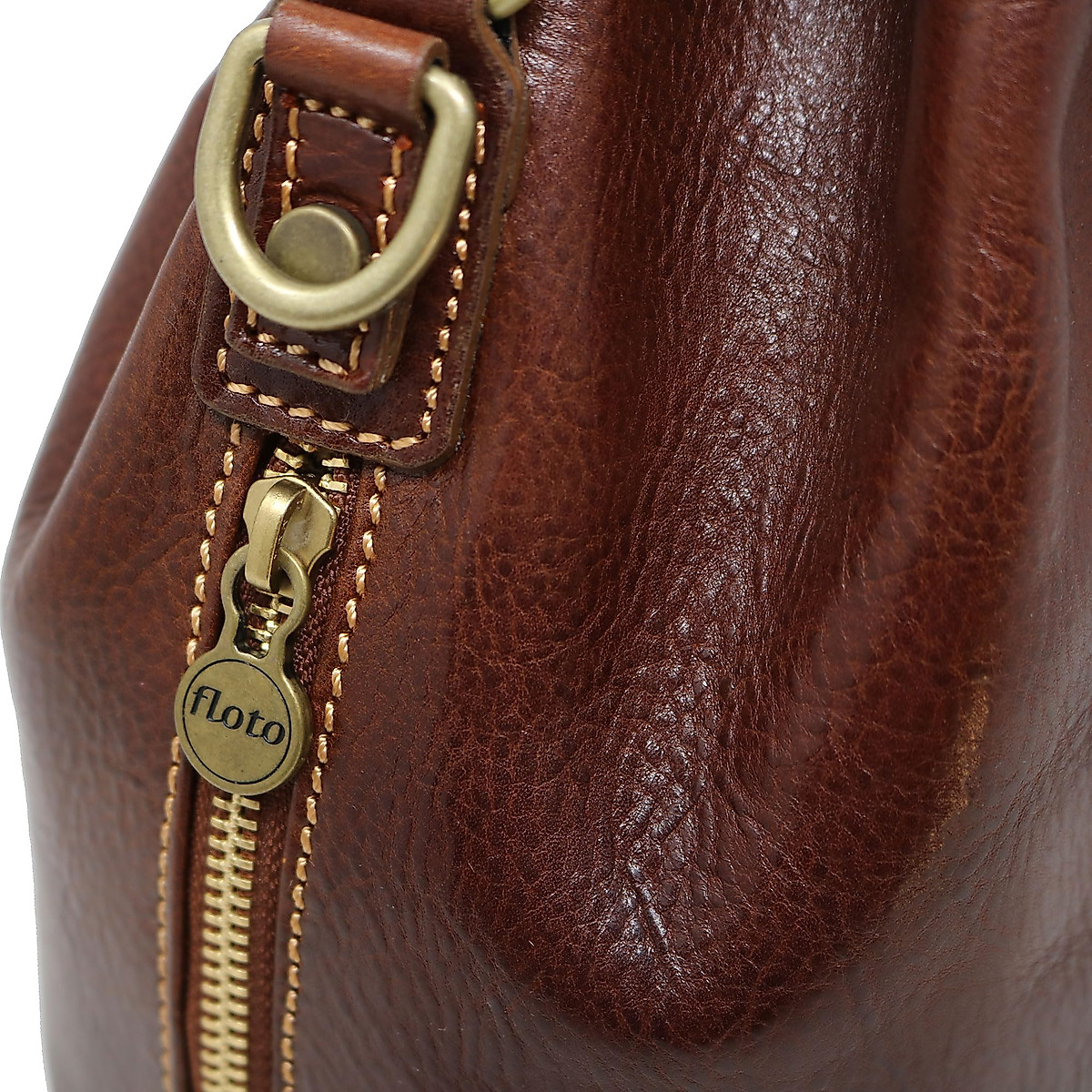 Floto Ciabatta Leather Satchel Bucket Bag