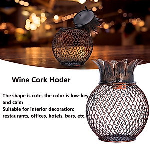 Restokki Wine Cork Container Iron Pineapple Shaped Wine Bottle Picture Frames Cork Storage Box Ornament for Home Bar Decoration