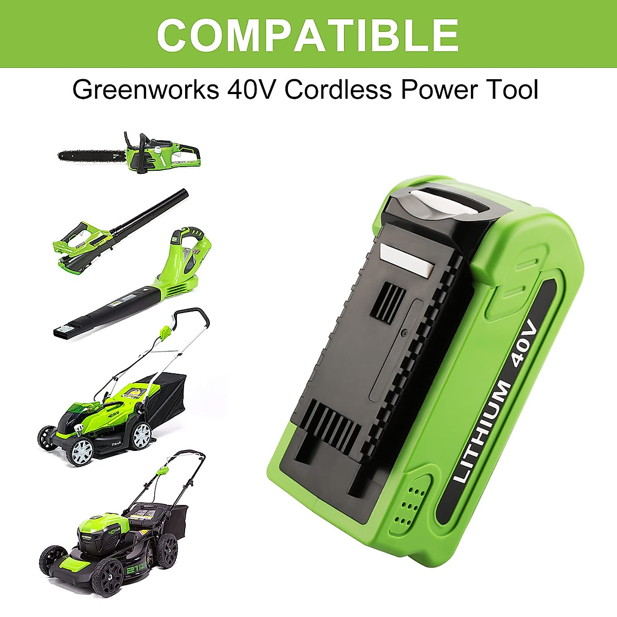 Powilling 3.5Ah 40V 29472 29462 Lithium-Ion Battery Replacement for Greenworks 40V Battery and Charger 29482 Compatible with Greenworks 40V G-MAX Power Tools 29252 20202 22262
