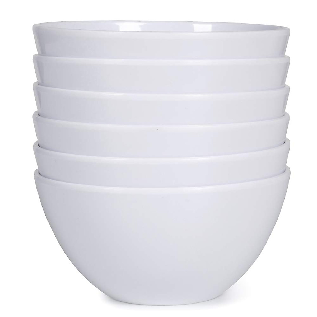 Webbylee Melamine Cereal Bowls set - 6pcs 20oz White Soup Bowls for Daily Use, Dishwasher Safe, Durable,Breat-resistant