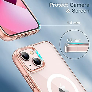 JETech Magnetic Case for iPhone 13 Mini 5.4-Inch Compatible with MagSafe Wireless Charging, Shockproof Phone Bumper Cover, Anti-Scratch Clear Back (Rose Gold)