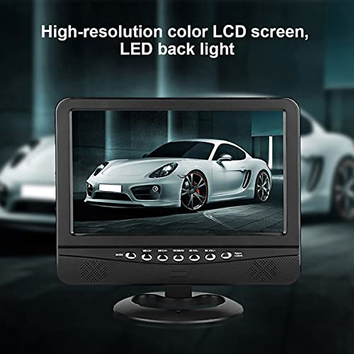 SWEDEN Portable 9 Inch Car Analog TV Player LCD Color Screen Radio Mini Digital Wide Viewing Video Player Monitor-US Plug