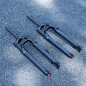 BOLANY 27.5/29inch Bike Suspension Fork 34mm Stanchions 1-1/8 Thread-Less Straight Steerer 120mm Travel MTB Air Fork with Damping Rebound Adjustment (Manual, 27.5inch)