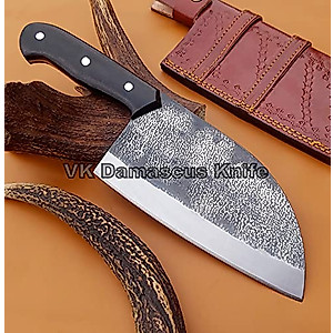 Custom Handmade Cleaver I Serbian Chef knife I Chopper I Outdoor Cooking Knife with Horizontal Carry Sheath G10 Handle 13 inches 2185