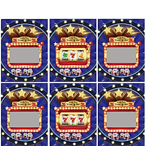 juccybe Casino Games Scratch Off Gambling Cards for Fun Vegas Casino Gambling Games Night Party Supplies, 30 Pack Slot Machine Theme Designed Cards Including 4 Winning 777 Game Cards