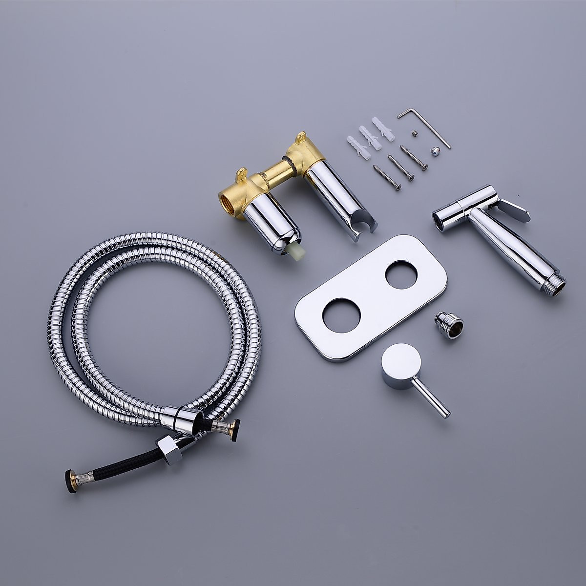 TRUSTMI Toilet Concealed Hot and Cold Bidet Spray Set, Brass Hand Held Warm Water Sprayer Shattaf,Chrome