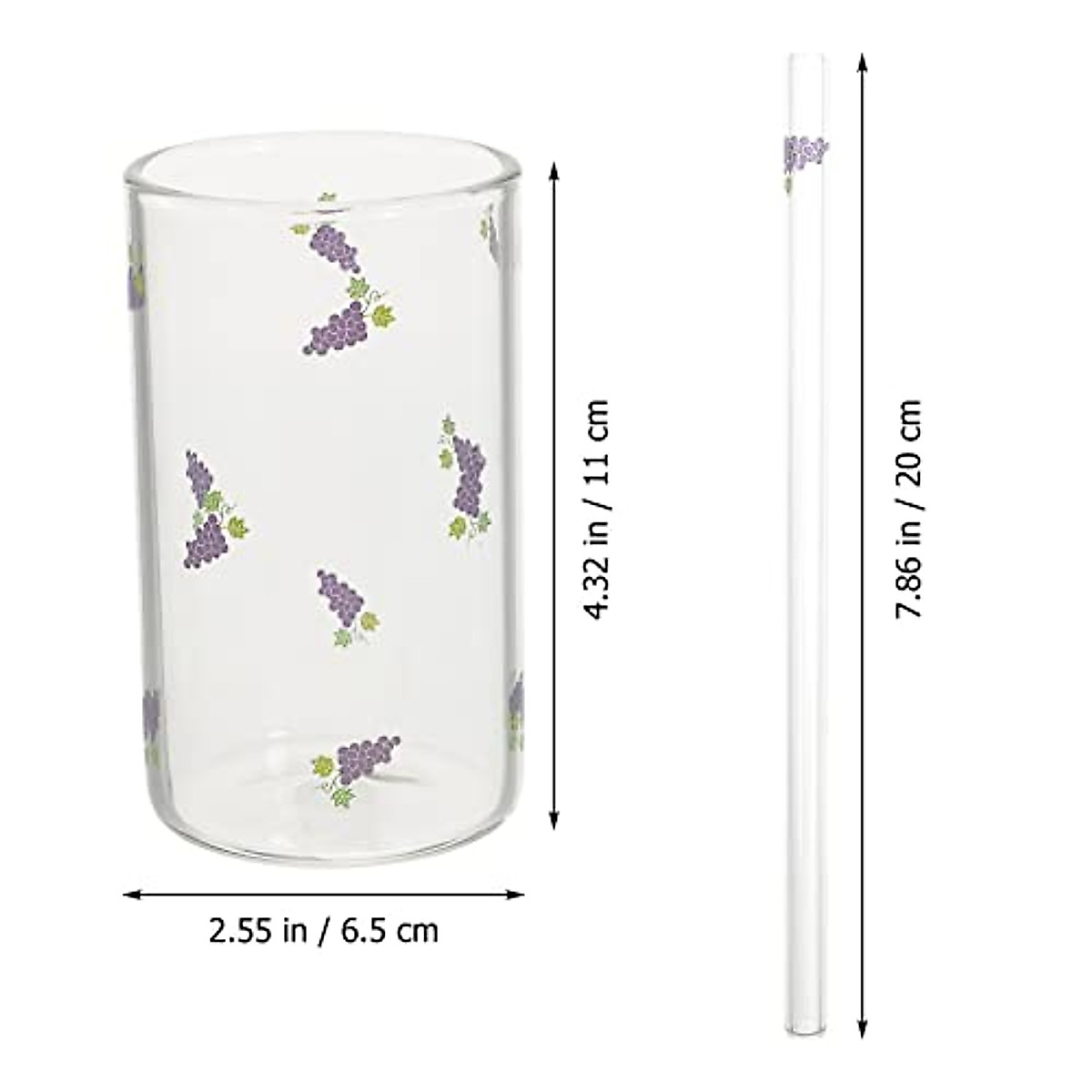 UPKOCH 2 Sets strawberry glass beer glasses glass cup with straw clear straw glasses clear beer can glass clear juice glasses clear water bottles cute cup aesthetic High borosilicate