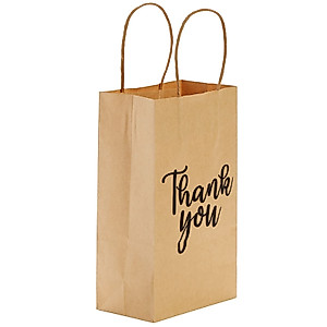 Sparkle and Bash Thank You Party Favor Kraft Bags (9 x 5.3 x 3.15 in, 100 Pack)