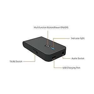 ZIIDOO Bluetooth 5.0 Transmitter and Receiver, 3-in-1 Wireless Bluetooth Adapter,Low Latency Bluetooth Audio Adapter for TV,Car,Home Stereo System