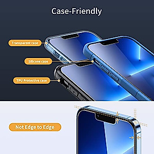 UNBREAKcable Screen Protector for iPhone 14/13/13 Pro [2-Pack] Double Shatterproof Tempered Glass [Easy Installation Frame] [9H Hardness] [99.99% HD Clear] [Bubble Free] for Apple 14/13/13 Pro 6.1''