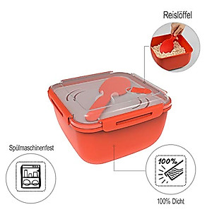 Rotho Memory Microwave Rice Cooker, 2.5l, 19.5 x 19.5 x 12.1 cm, Red