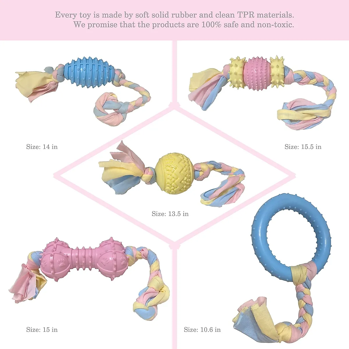 Kattypet Dog Toy Pack, Chew Toys for Dogs and Puppies, Safe & Non-Toxic, Small to Medium Breeds, Soothe Teething Pain, Durable, Funny Cute Duck Keep Your Puppies Busy，5 in a Yellow