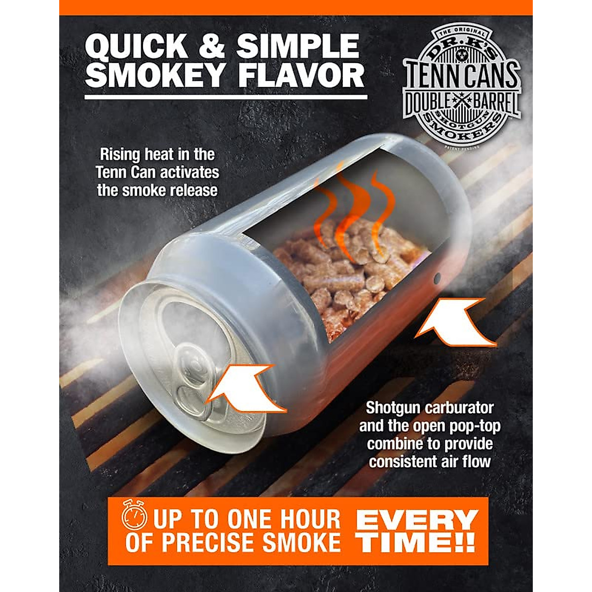 Dr. K's Tenn Cans 6 Pack, Apple & Pecan - Convenient, No Mess Smoke Tube Upgrade | Premium Apple & Pecan Pellets in an Easy to Use Can | Championship Flavor & Smoke Every Time| Up to 1hr Smoke Per Can