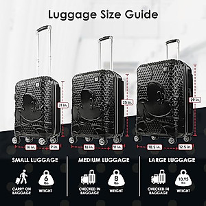 FUL Disney Mickey Mouse 21 Inch Carry On Luggage, Hardshell Rolling Suitcase with Spinner Wheels, Black