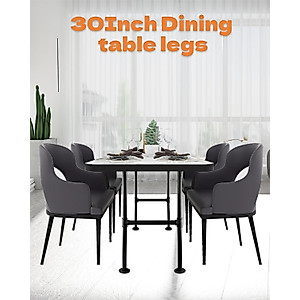 MUZIK 30 Inch Industrial Table Legs, 2 Pack Grey Steel Metal Pipes Vintage Furniture Legs, for Coffee and End Table Legs, 30 in H x 14 in W