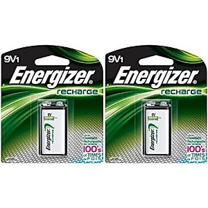 2 Energizer Rechargeable 9 Volt Batteries, (NH22NBP)
