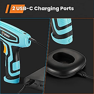 Cordless Dripless Glue Gun, GoGonova Auto Gluing Out 15s Fast Preheating Glue Gun, 5Ah USB-C Rechargeable Hot Glue Gun Kit with 25 Pcs Premium Mini Glue Sticks, Smart Power-Off