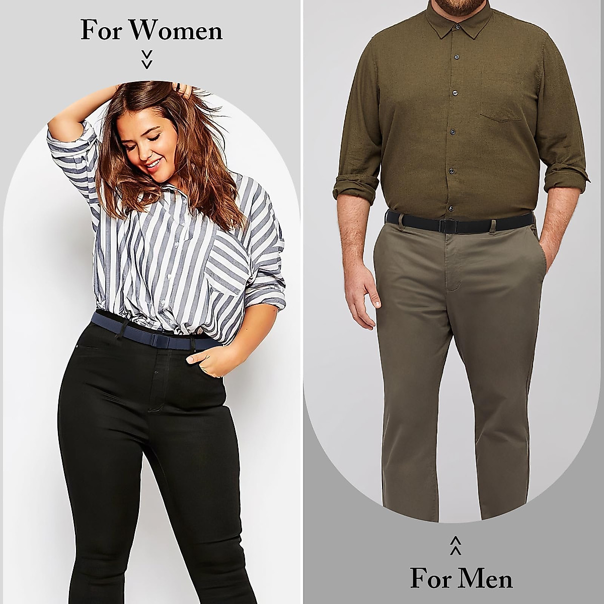 XZQTIVE Men Women No Show Elastic Stretch Belt Invisible Web Belt Quick Release Flat Plastic Buckle