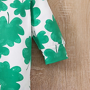 KOSUSANILL Baby GBaby Girl Boy St Patricks Day Outfit Clothes Newborn Infant One Piece Long Sleeve Zipper Lucky Clover Romper Irish Shamrock Footie Jumpsuit (Green Irish Shamrock, 0-3 Months)