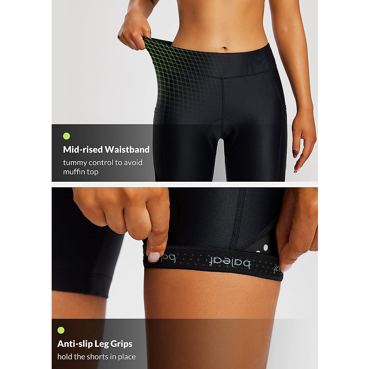 BALEAF Women's Cycling Shorts 4D Padded Bike Shorts Bicycle Biking Gear 7" Biker Shorts with Pockets UPF50+ Black L