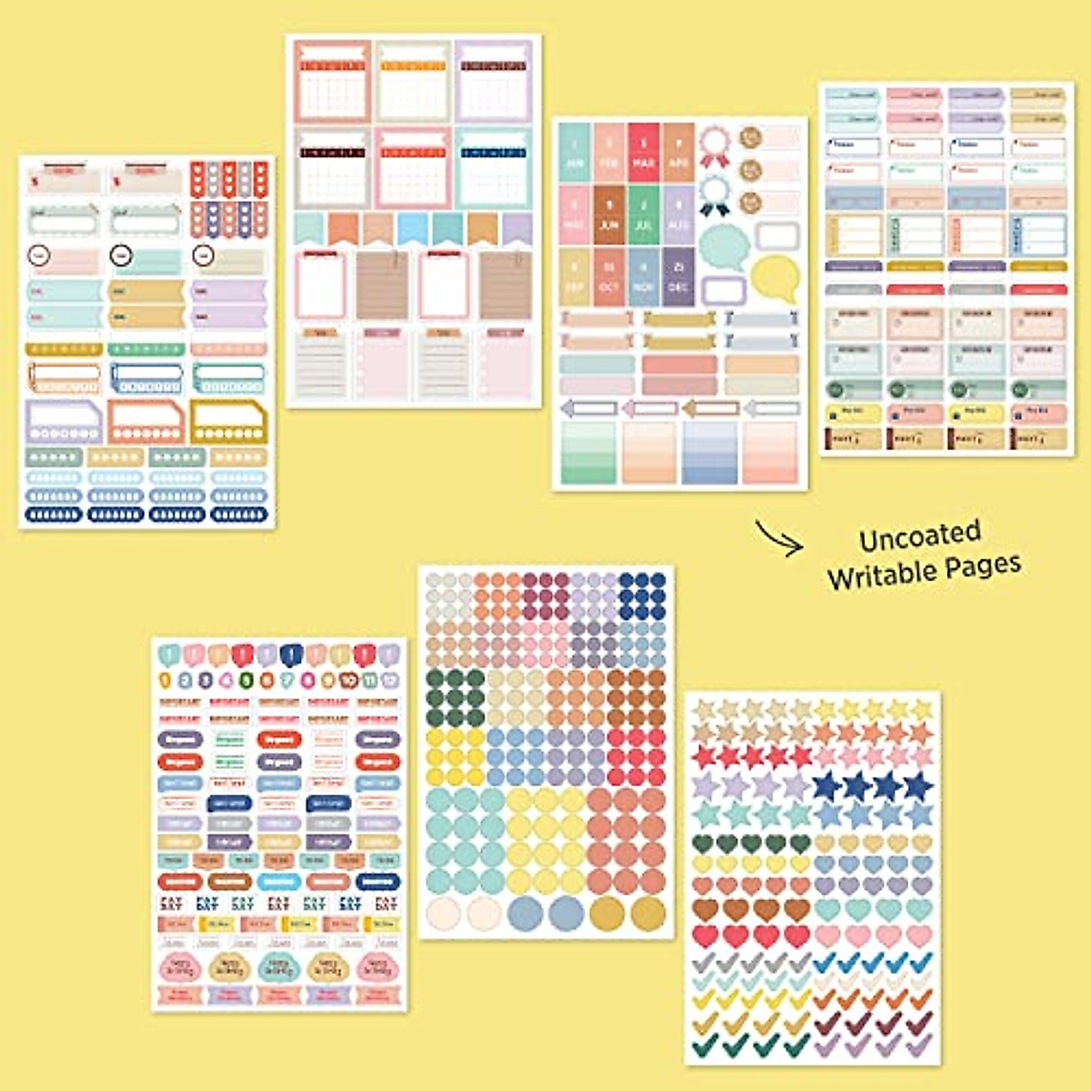 Oriday Daily Planner sticker pack 1,050+ Cute stickers (14 productivity sheets) -Bullet Journal Stickers & Seasonal, Holidays, Budget, Scrapbooking Supplies, Calendar, Payday, Agenda, Note Stickers