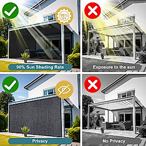 Shade&Beyond 90% Sun Shade Cloth with Grommets, 6' X 6' Pergola Shade Cover Canopy, Mesh Tarp Sun Screens for Patio, Outdoor, Garden, Backyard, Blue Gray