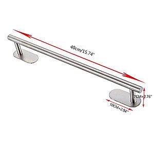 Wall Hanging Towel Bar Stainless Steel Hand Towel Rod Kitchen Dish Cloths Hanger No Drill Bathroom Accessories Towel Shelf For Bathroom Wall Mounted No Drill Rack Storage Toilet Silver Freestanding