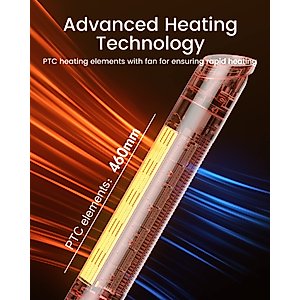 Space Heater for Large Room, 34" Tower Heater with Remote, 1500W Space Heater with 12H Timer, 70° Oscillating, Adjustable Thermostat, Overheating & Tip-over Protection for Garage, Home Indoor Use