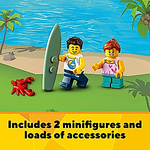 LEGO Creator 3-in-1 Surfer Beach House 31118 - Featuring Lighthouse, Pool House, Boat, 2 Minifigures, Dolphin Figure, Great Summer Building Toy Set for Kids, Girls, and Boys Ages 8+