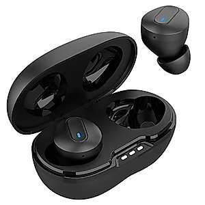 Wireless V5.1 Bluetooth Earbuds Compatible with Samsung Galaxy A20 with Extended Charging Pack case for in Ear Headphones. (V5.1 Black)