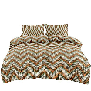 Abosbeet Wave Striped Duvet Cover Sets Cal King Geometric Stripes Comforter Cover Sets 3PCS with 2 Pillowshames Polyester Bedding Sets Breathable Soft