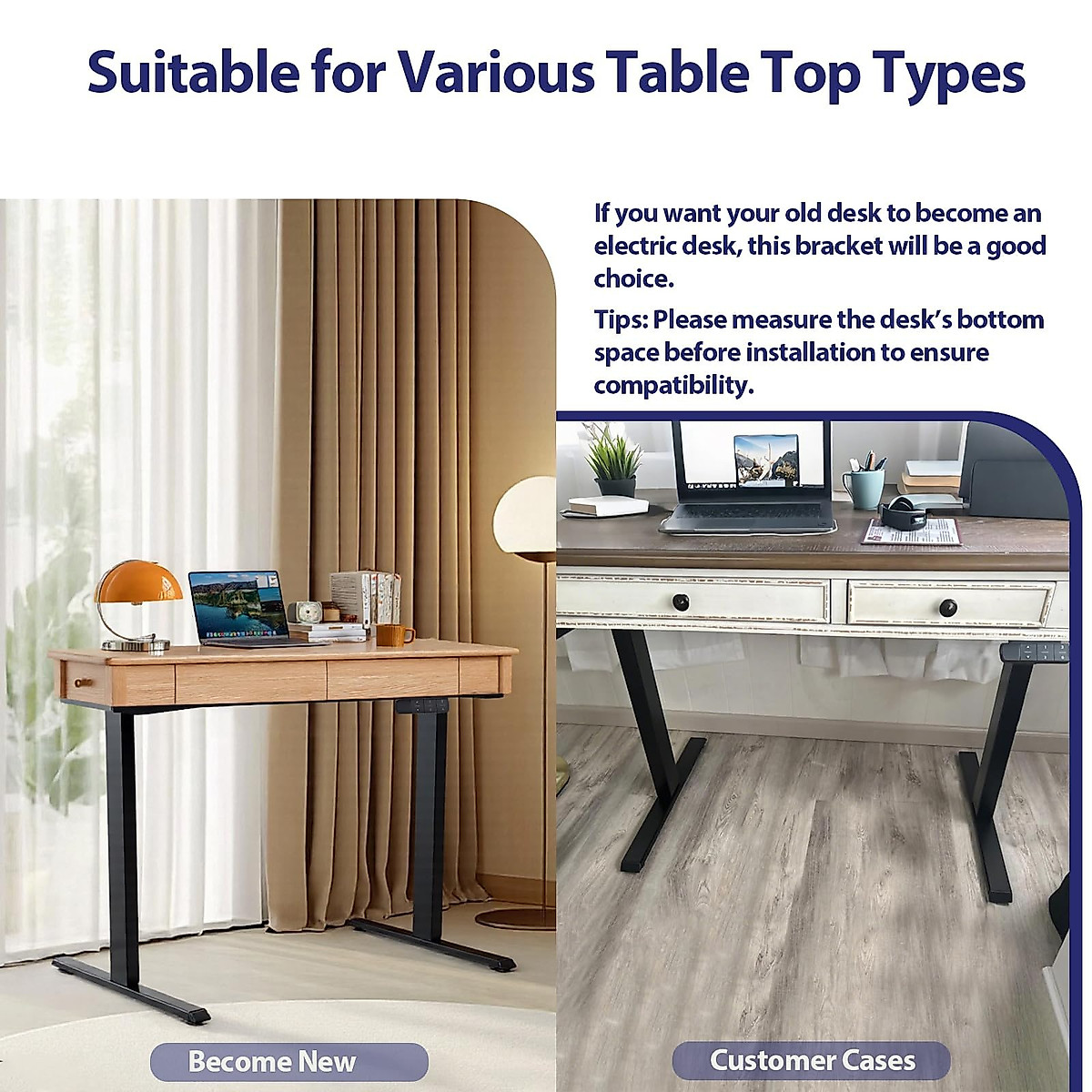 TOPSKY Dual Motor Electric Adjustable Standing Computer Desk for Home and Office (Black Frame only)