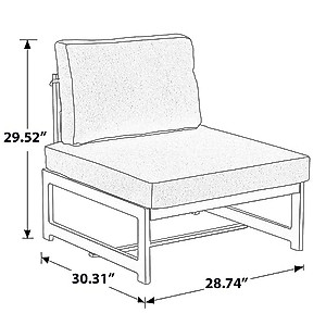 TOME Patio Furniture Set, Outdoor Conversation Sectional Sofa Set with Oak Ottoman, Aluminum Frame and Seat Cushion for Garden Backyard Porch (4pcs Sofa)