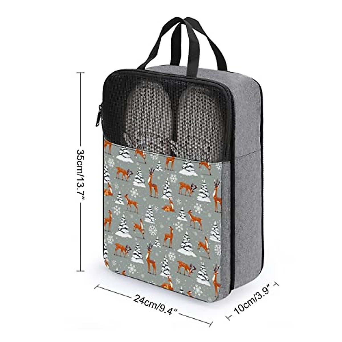 Frcavbin Sika Deer Snowflake Christmas Travel Shoe Bag Shoes Carrier with Handle and Zipper Foldable Shoe Puches Organizer for Home storage School starts