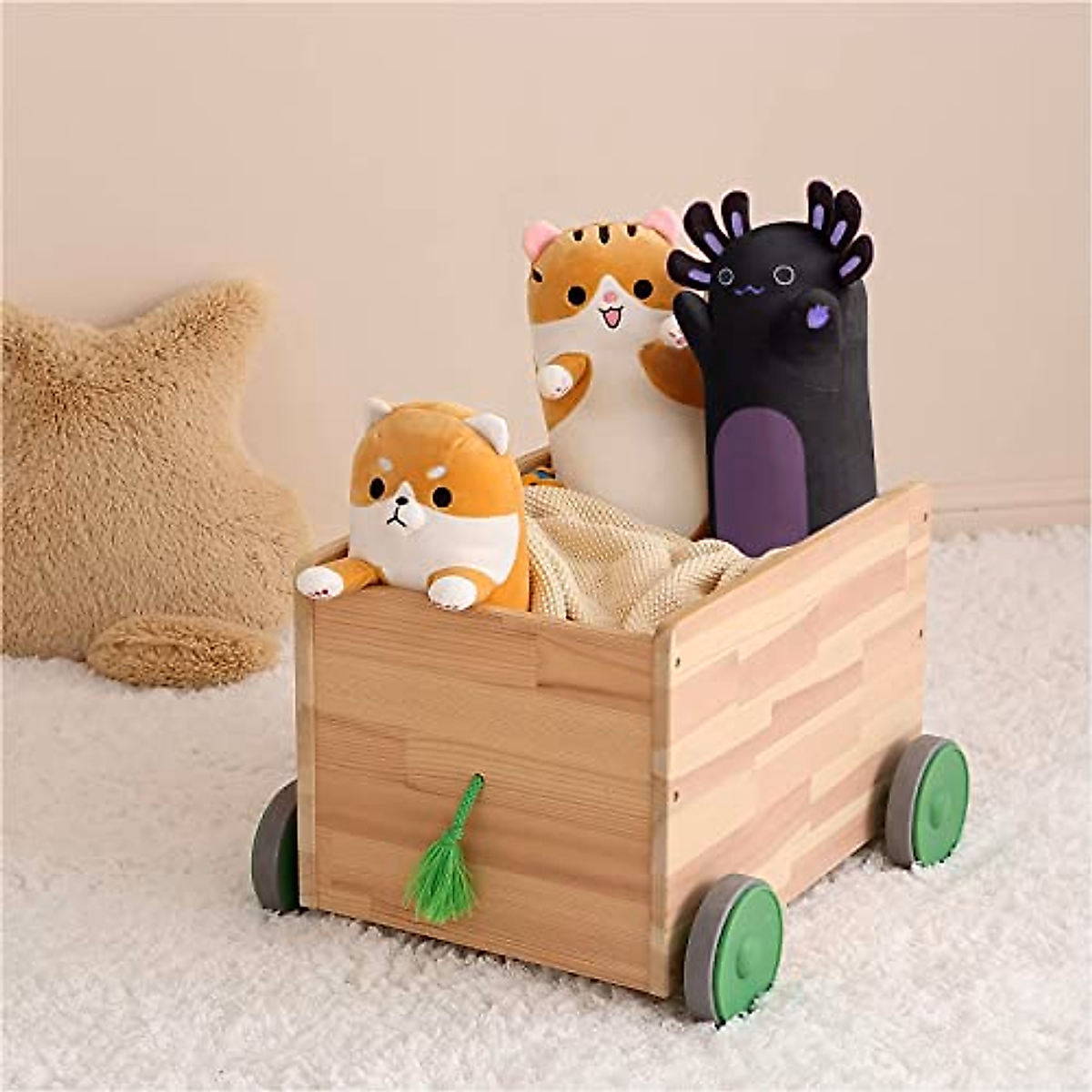 PEACH CAT Long Black Axolotl Plush Pillow Toy Cute Axolotl Stuffed Animal for Kids 27.5"