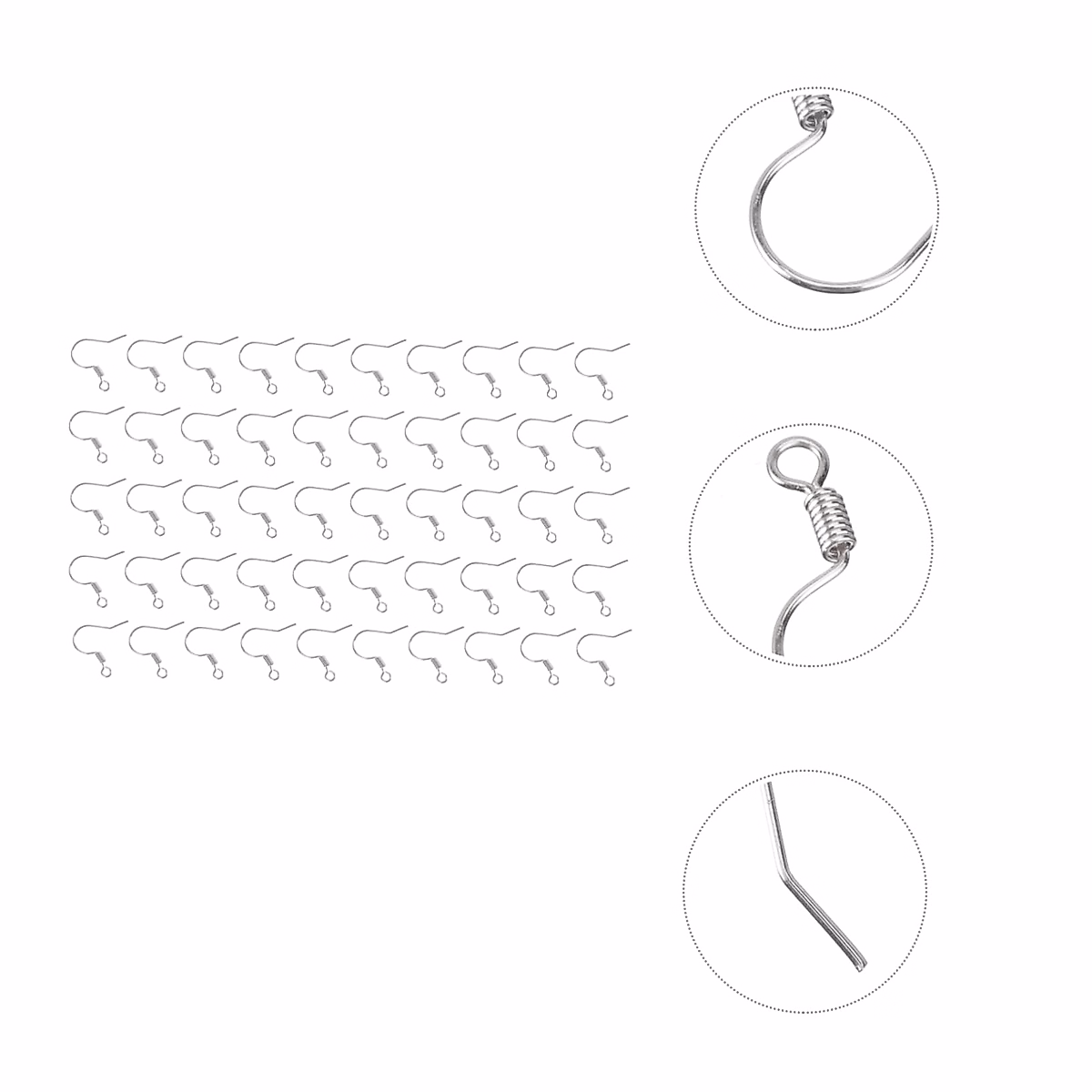 TEHAUX Earring Accessories Kit 50pcs Earring Hooks in Silver Copper Safe and Easy to Wear for DIY Jewelry