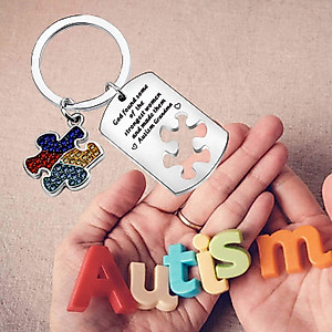 WSNANG Autism Awareness Jewelry Autistic Support Proud Autism Aunt Grandma Gift God Found Some of The Strongest Women And Made Them Autism Aunt/Grandma Keychain (Autism Grandma)