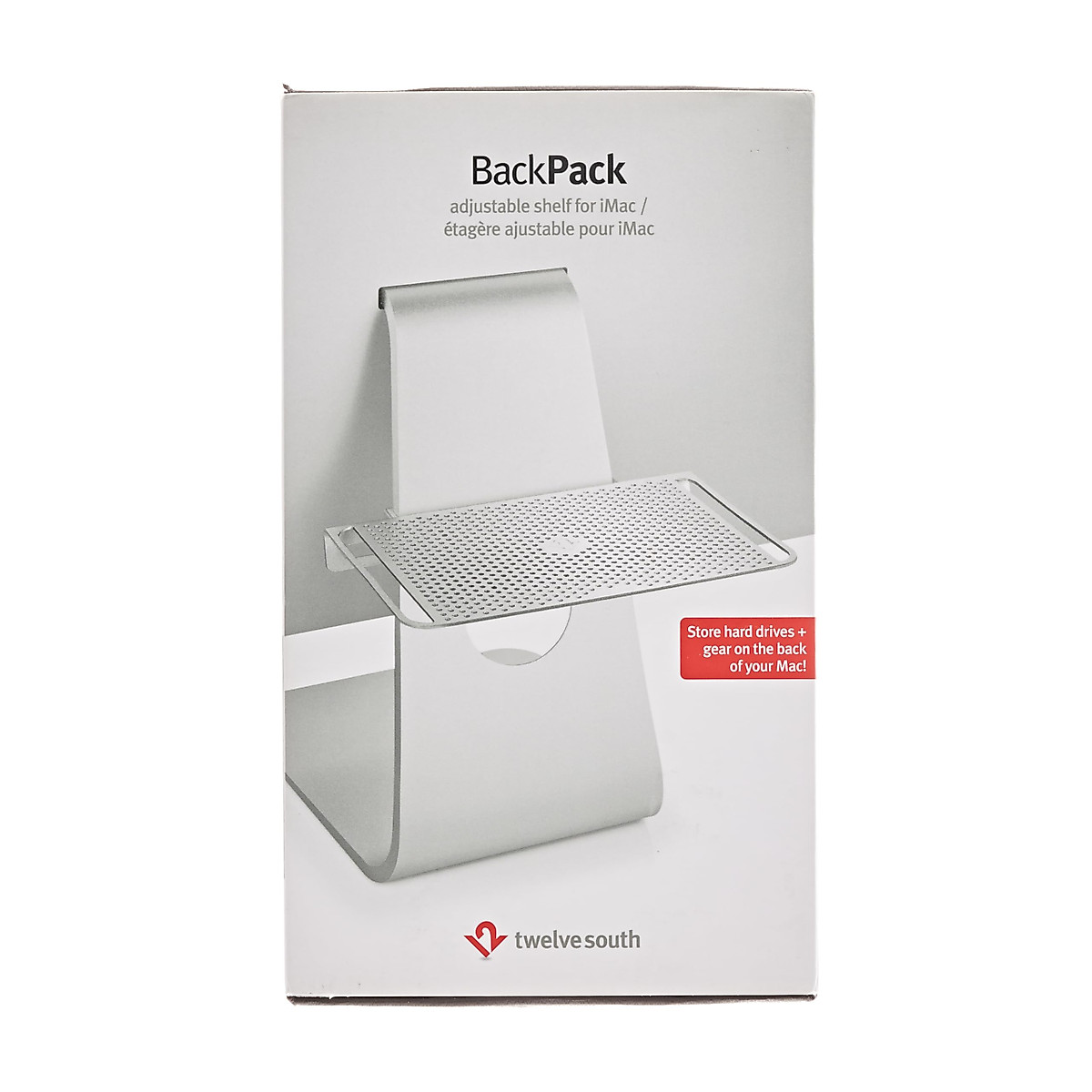 Twelve South Backpack for iMac and Apple Displays | Hidden Storage Shelf for Hard Drives and Accessories (Silver)