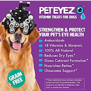 Pet Eyez-Dog Tear Stain Remover - Tear Stain Remover for Dogs - Dog Eye Care -Dog Treats with Astaxanthin, Blueberry Fruit Powder, Lutein, Grain Free, All-Natural Protein (Lamb-2 Pack)