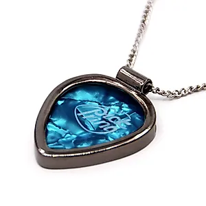 PICKRING Peace shape Guitar Pick Holder Necklace/Guitar Picks Keeper Storage Pendant Necklace Musicians Gifts (Metal Black)
