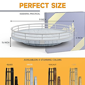 9" Oak Bathroom Vanity Tray Turntable for Perfume Candle, Round Wooden Decorative Tray for Kitchen Sink Countertop Organizer, Bathroom Counter Organizer for Skincare Makeup, Rustic White