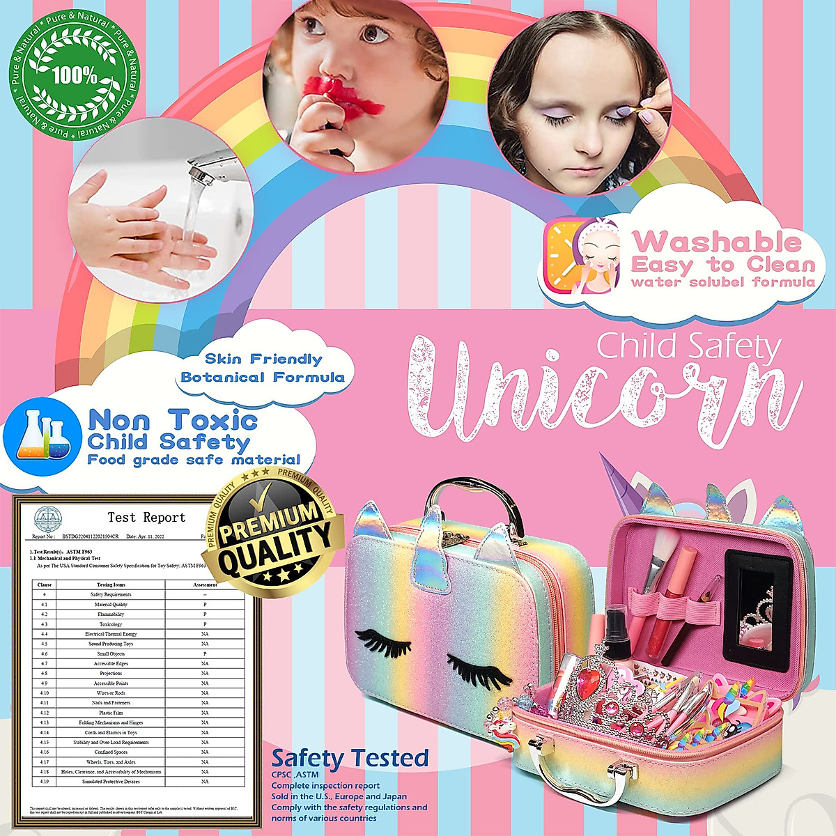 Kids Makeup Kit for Girl - Little Girls Real Make Up Set, Washable Makeup Toy for Toddler , Safe & No Toxic Play Cosmetic for Child Age 4 5 6 7 8 10 12 Years Old, Children Christmas & Birthday Gift