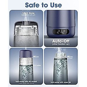 Travel Kettle, Portable Electric Kettle Small Water Boiler for Travel and Work, with Temperature Control and LCD Display, 370ML