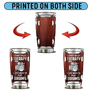 WONWIX Drummer Gifts for Men Women Thermos Tumbler Drum Coffee Travel Mug Cup Water Bottle Gift for Him Her Husband Dad Drummers Musician Birthday Christmas 20oz Stainless Steel Insulated