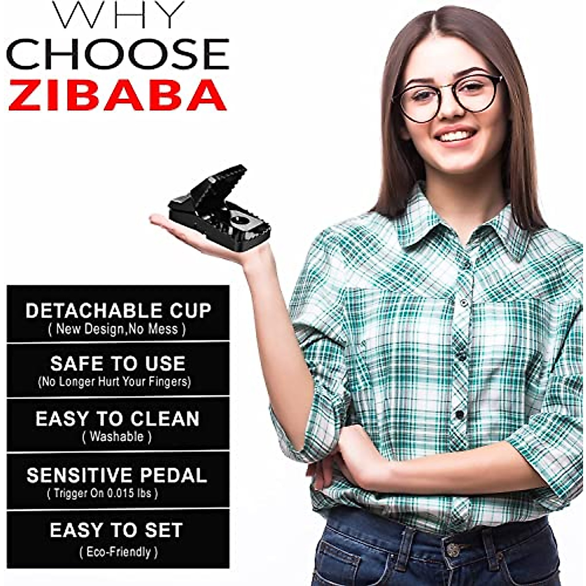 Zibaba Mouse Trap, 6 Pack (3 Large, 3 Small) Mice Trap with Gloves and Brush, Reusable and Easy to Use Mouse Traps for Indoor, Outdoor, Kitchen, Garage and Garden